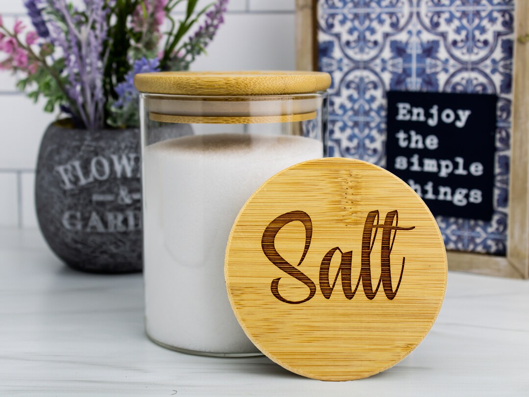 Custom Engraved Bamboo Glass Jars for Kitchen Essentials - Food-safe ...