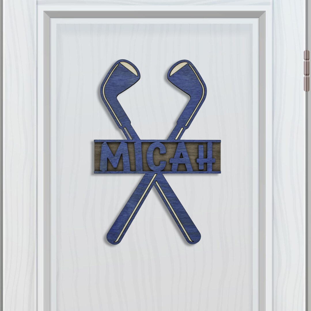 Personalized Golf Club Name Plate - Handcrafted Wooden Golf Themed Room ...