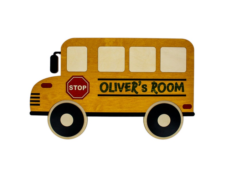 Personalized School Bus Name Sign - Handcrafted Wooden School Bus Room ...