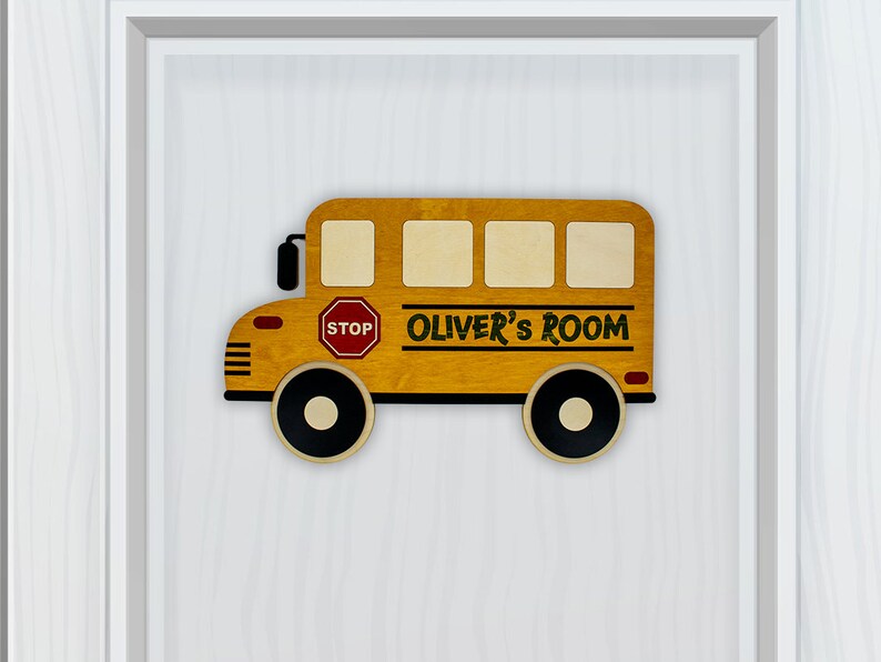 Personalized School Bus Name Sign - Handcrafted Wooden School Bus Room ...