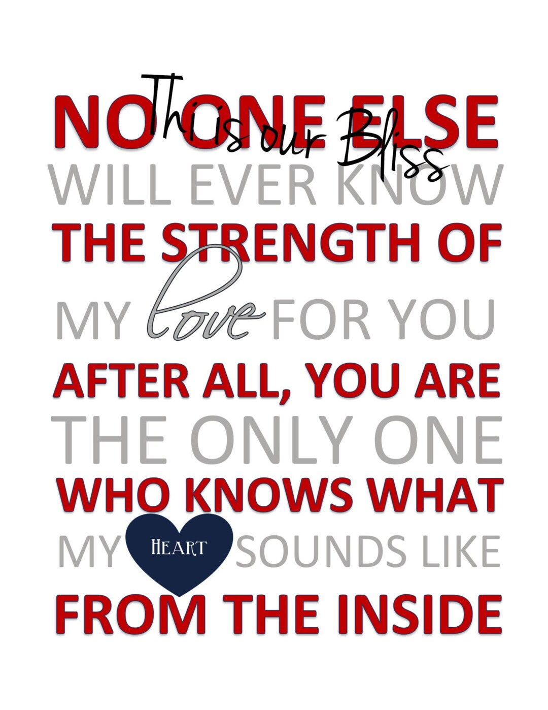 Nursery Word Art Printable - "no One Else..." Navy Blue Gray Red - Baby ...