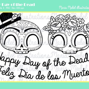 Halloween/dia De Muertos Skulls. Digital Stamps. Personal Use. Instant ...