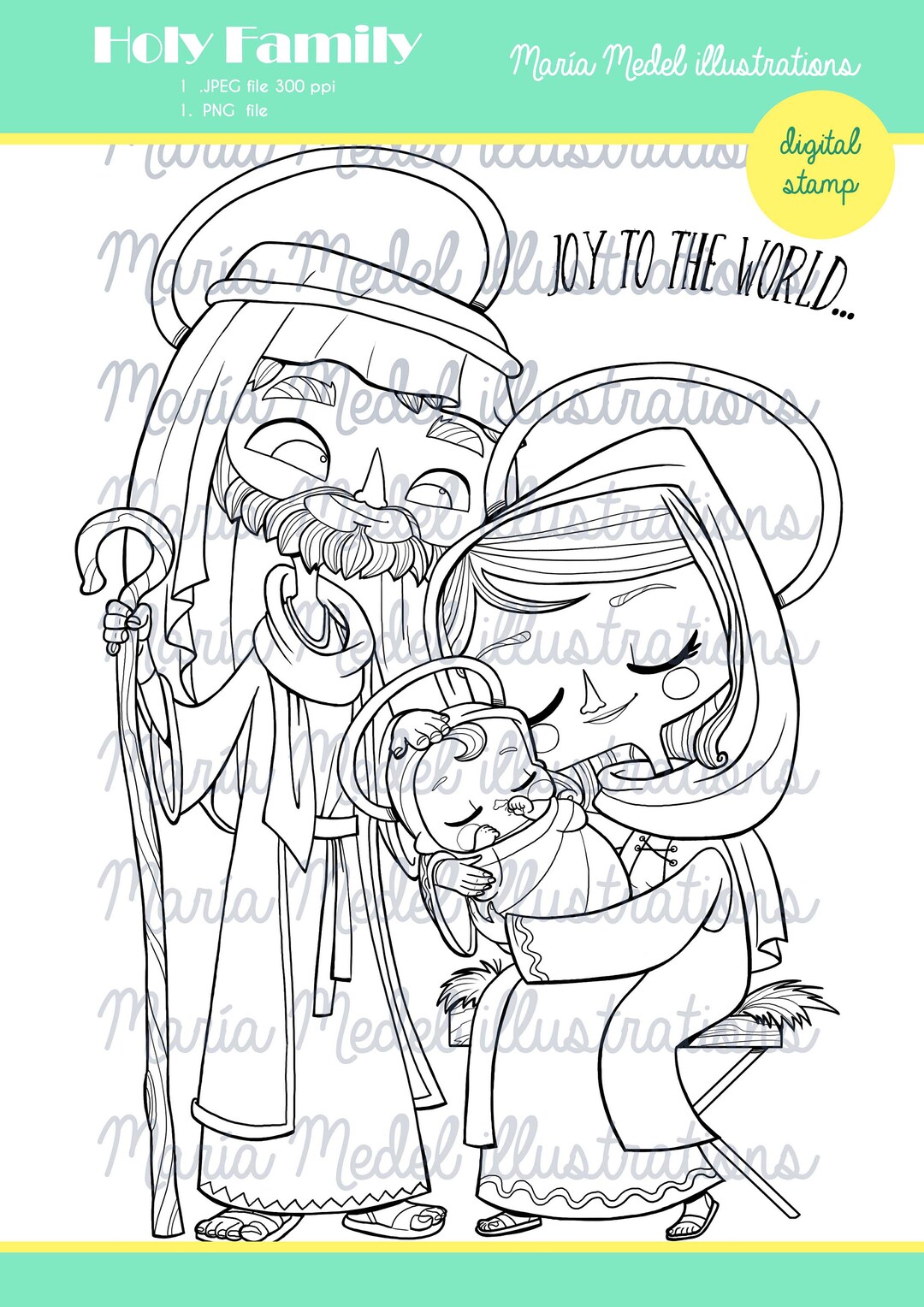 HOLY FAMILY. Christmas Digital Stamp. Scrap Booking Card - Etsy