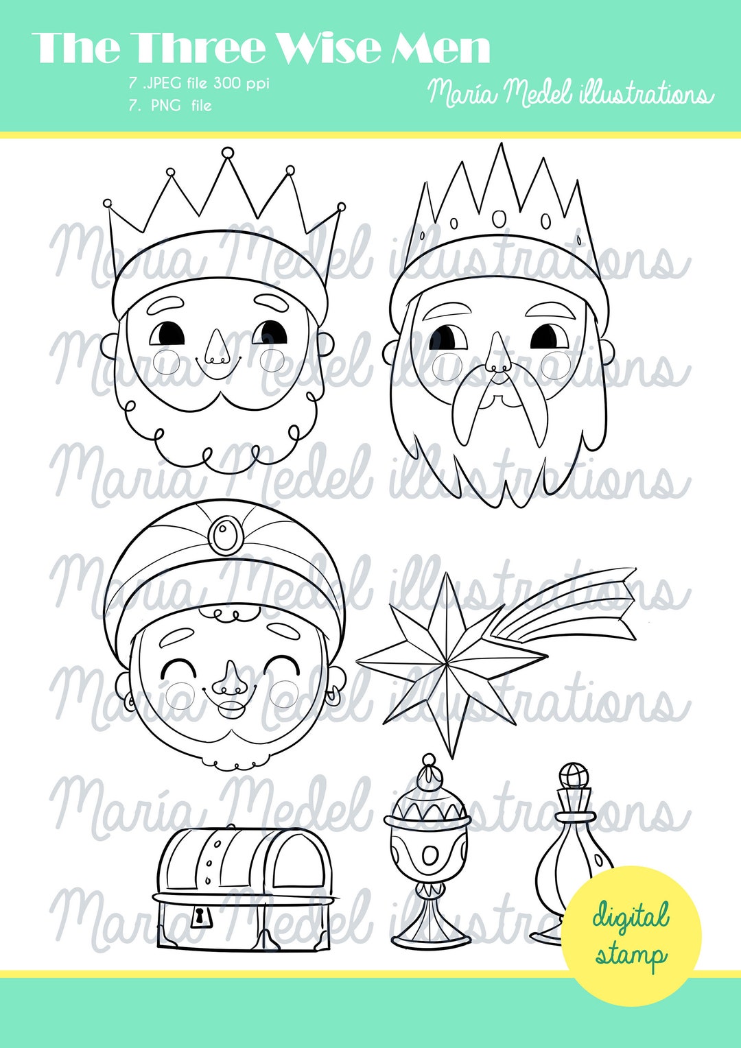 THE 3 WISE Men-digital Stamp Set for Scrapbooking Cardmaking - Etsy