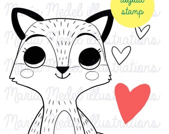 Fox Digital Stamp - Etsy