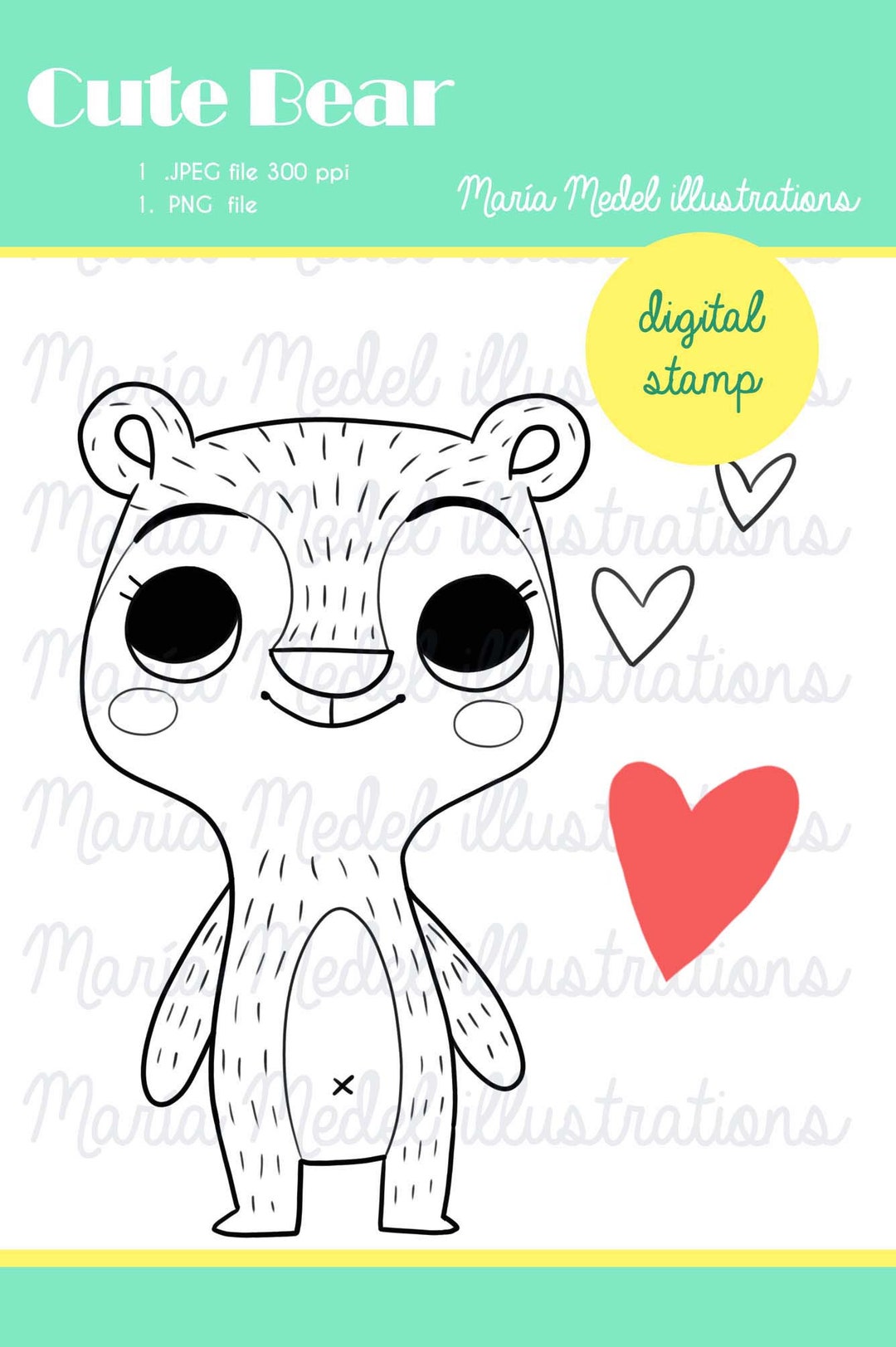 Cute Bear, Digital Stamp for Scrap, Card Making and Other Crafts ...