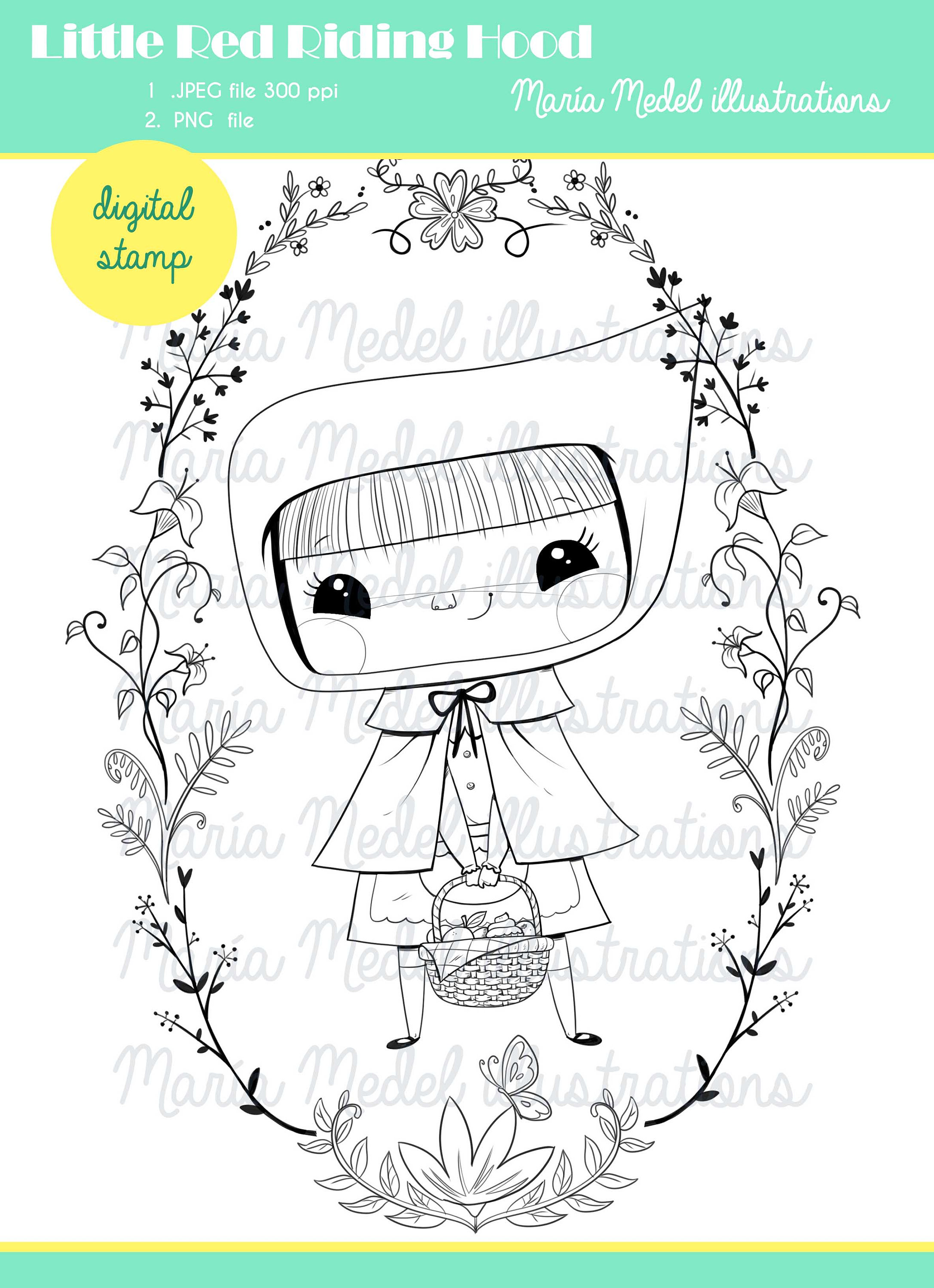 Little Red Riding Hood DIGITAL STAMP for Scrapbooking | Etsy