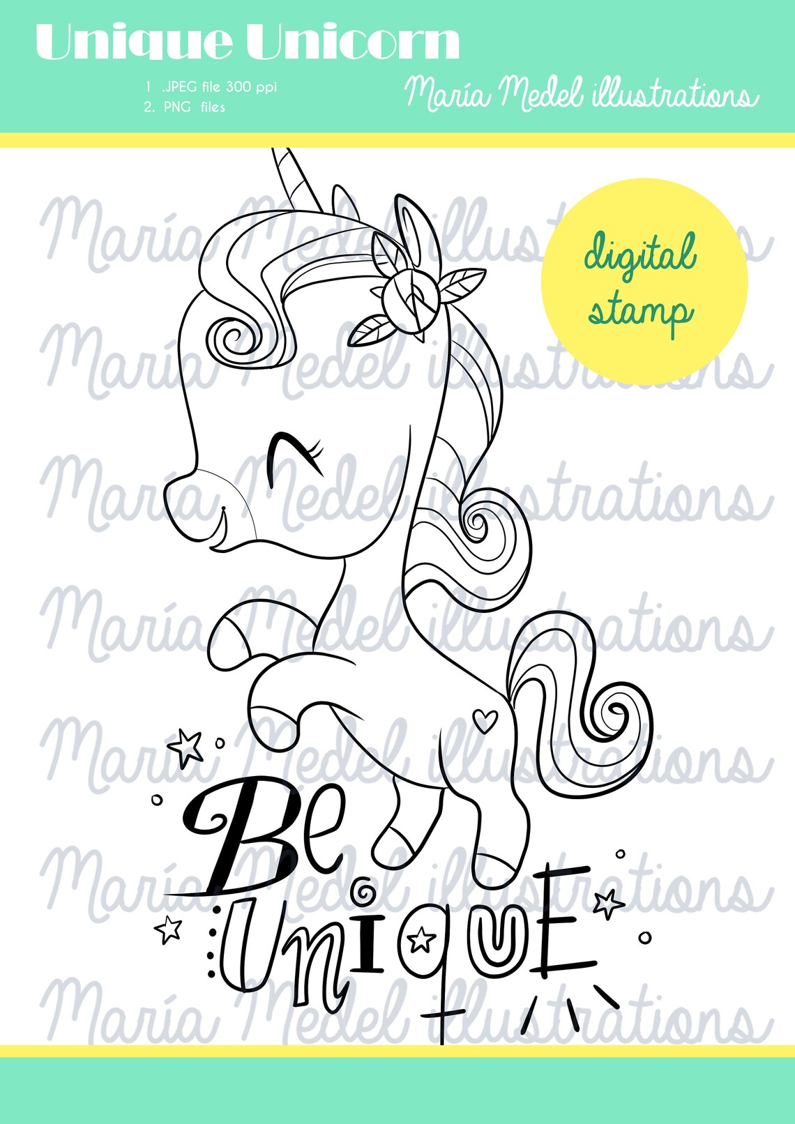 UNIQUE UNICORN Digital Stamp for Scrapbooking Cardmaking... | Etsy