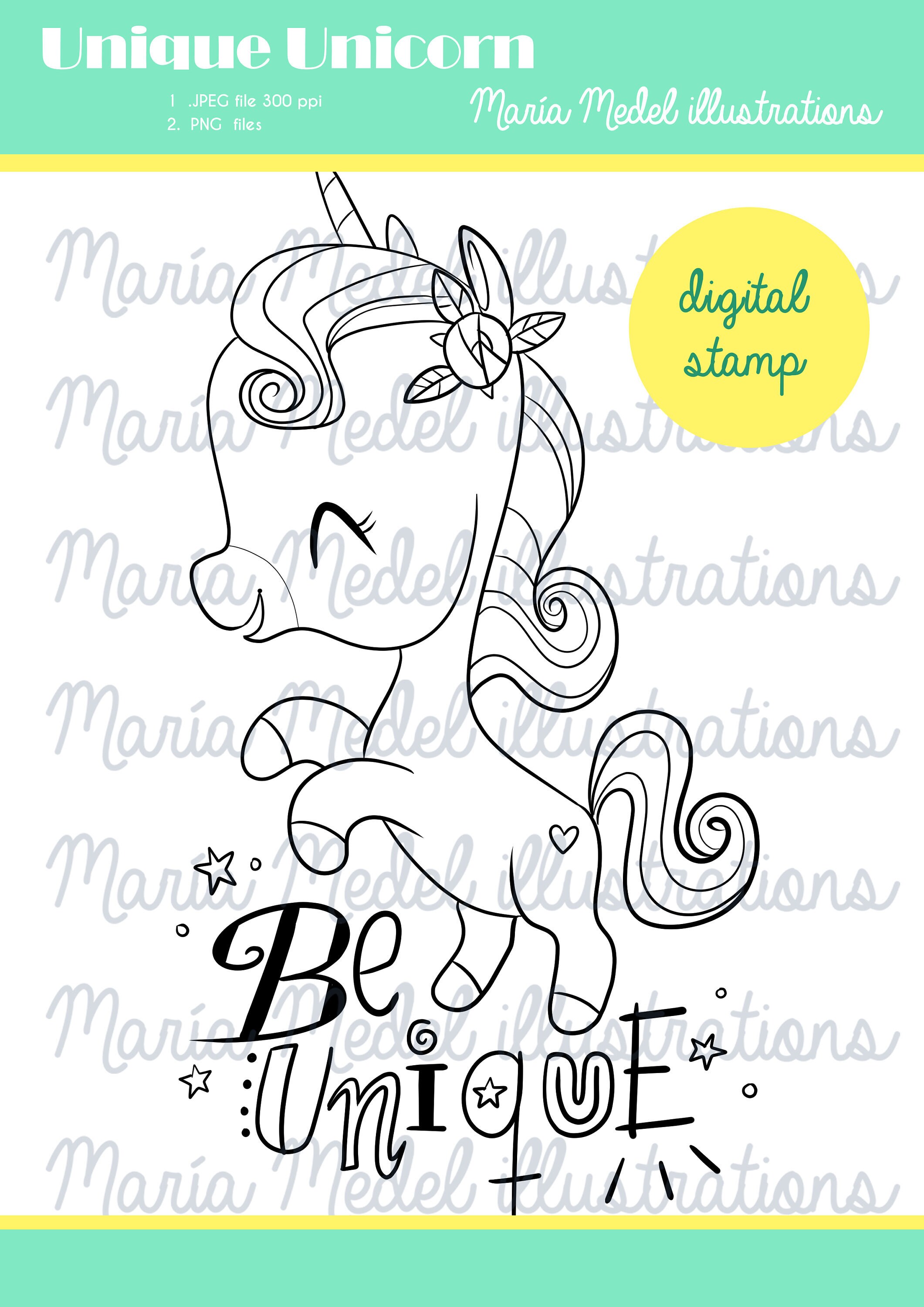 UNIQUE UNICORN Digital Stamp for Scrapbooking Cardmaking... - Etsy