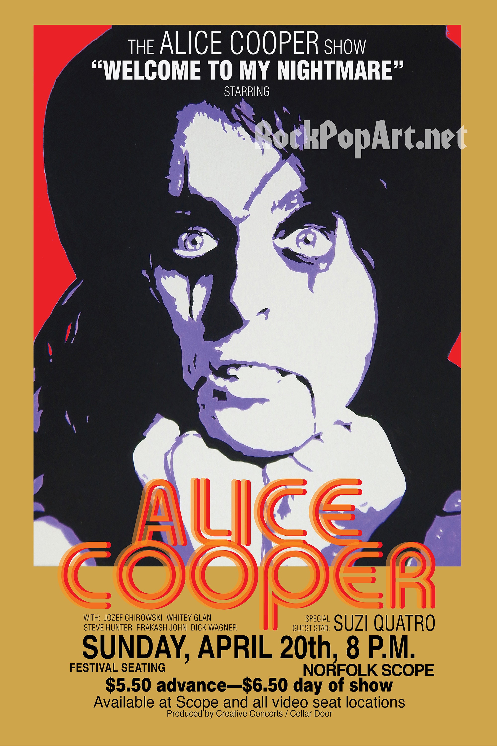 ALICE COOPER 1975 Welcome to My Nightmare Tour Concert Poster Re ...