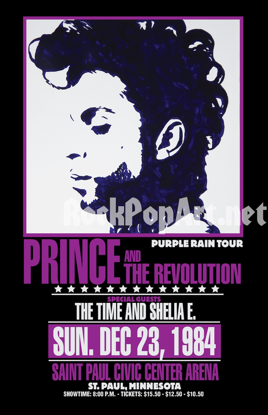 PRINCE 1984 Purple Rain Tour Concert Poster Alt. Version 2 Re-imagines ...