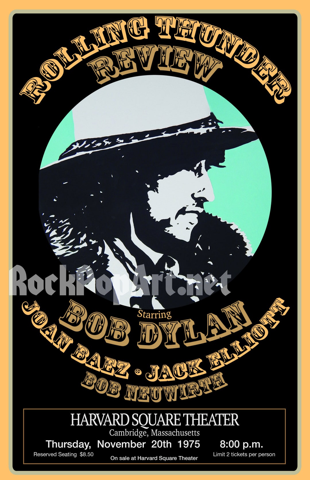 BOB DYLAN 1975 Rolling Thunder Tour Concert Poster Re-imagines the ...