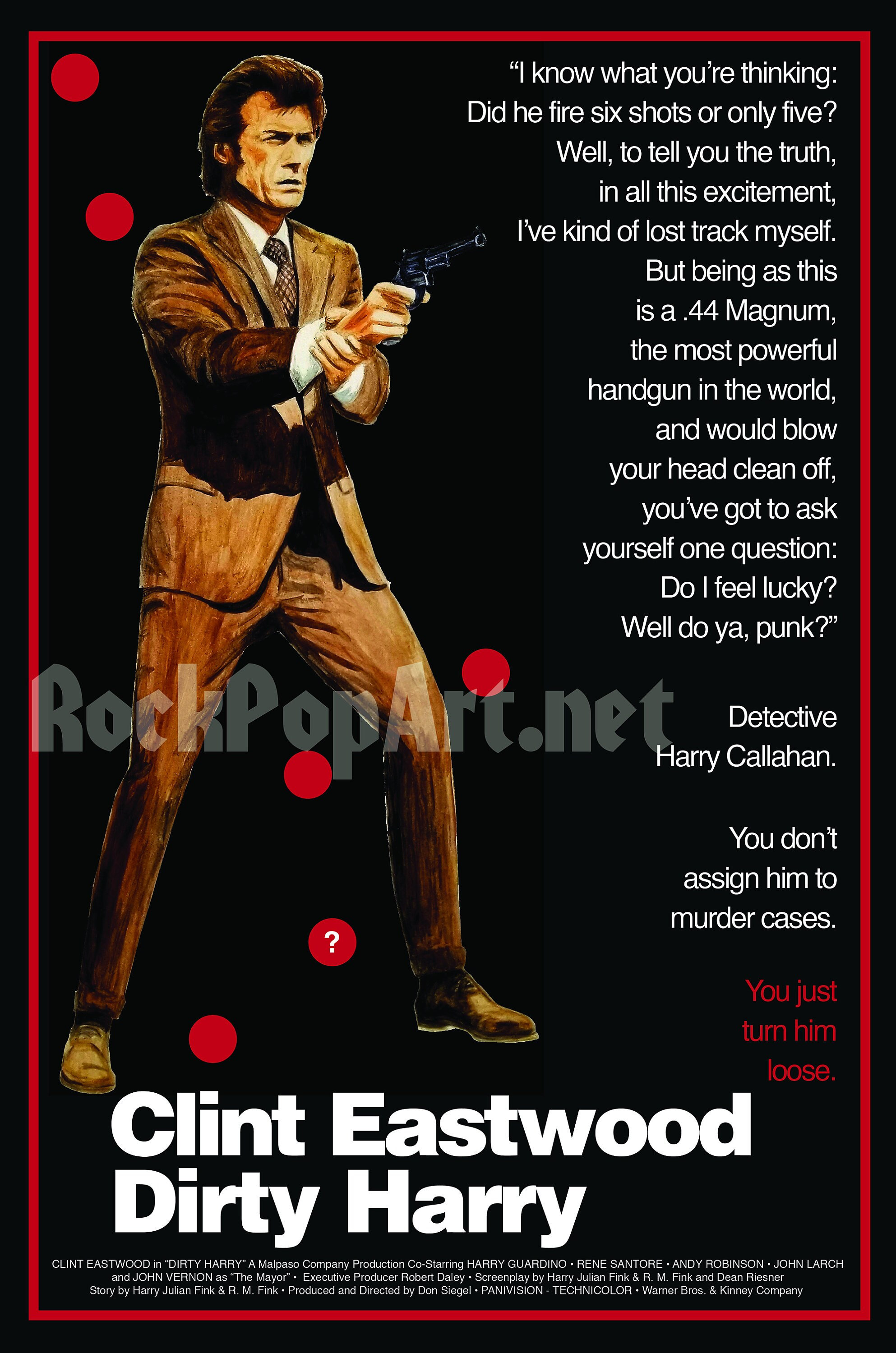 Clint Eastwood DIRTY HARRY Movie Poster Re-imagines the Original Poster With the Famous ".44 ...
