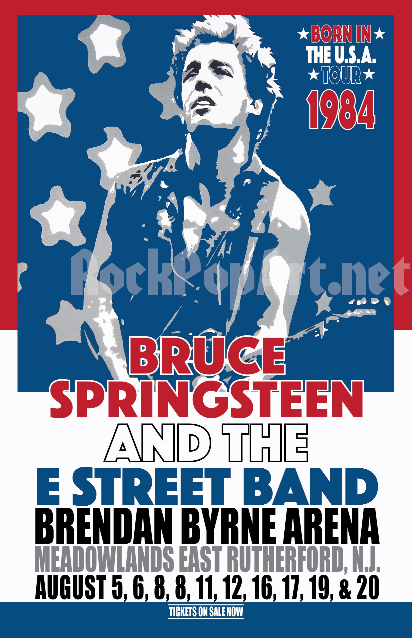 Bruce SPRINGSTEEN 1984 Born in the USA Tour Concert Poster Re-imagines ...