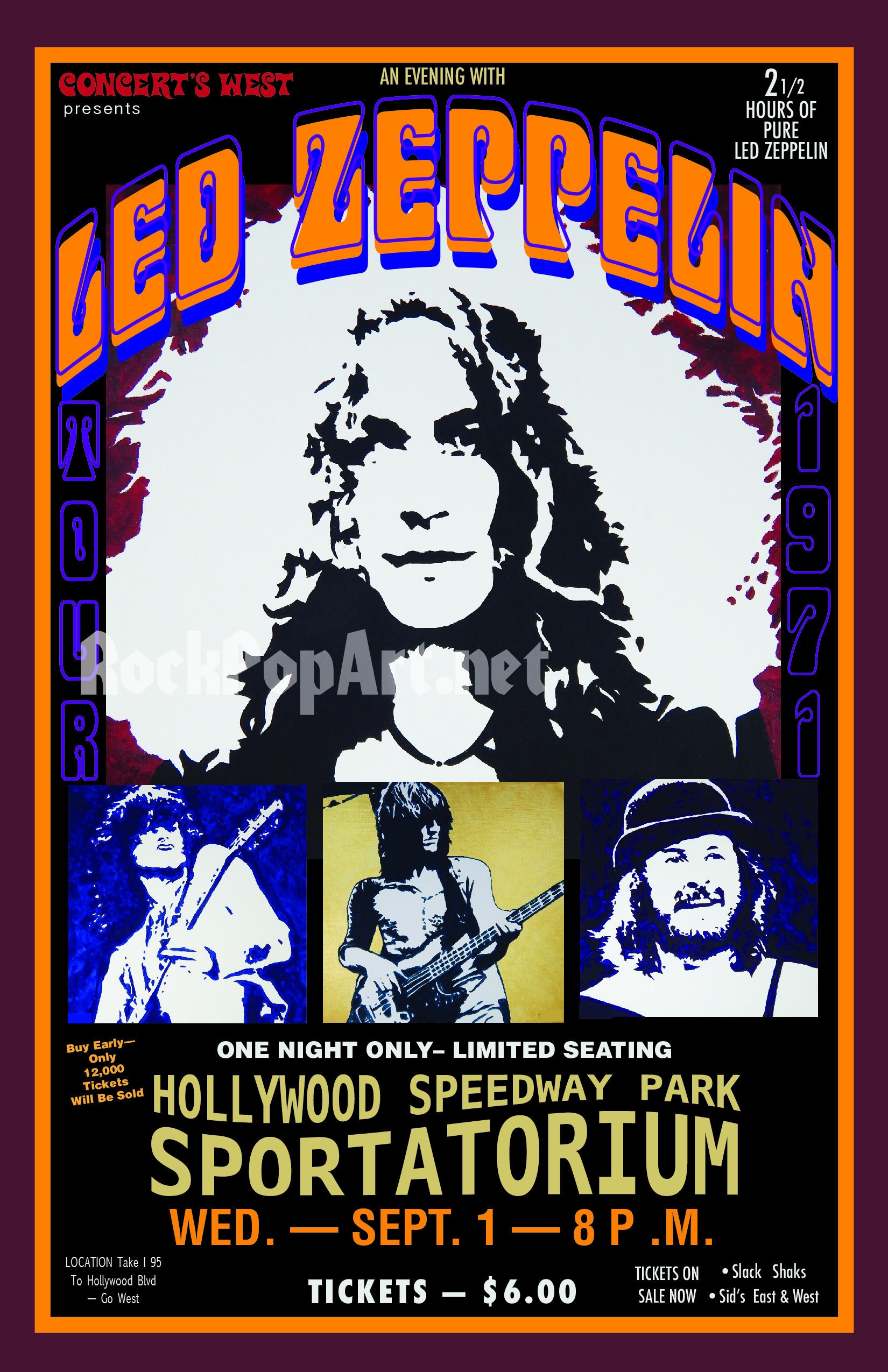LED ZEPPELIN 1971 Concert Poster re-imagined with Rock Pop | Etsy