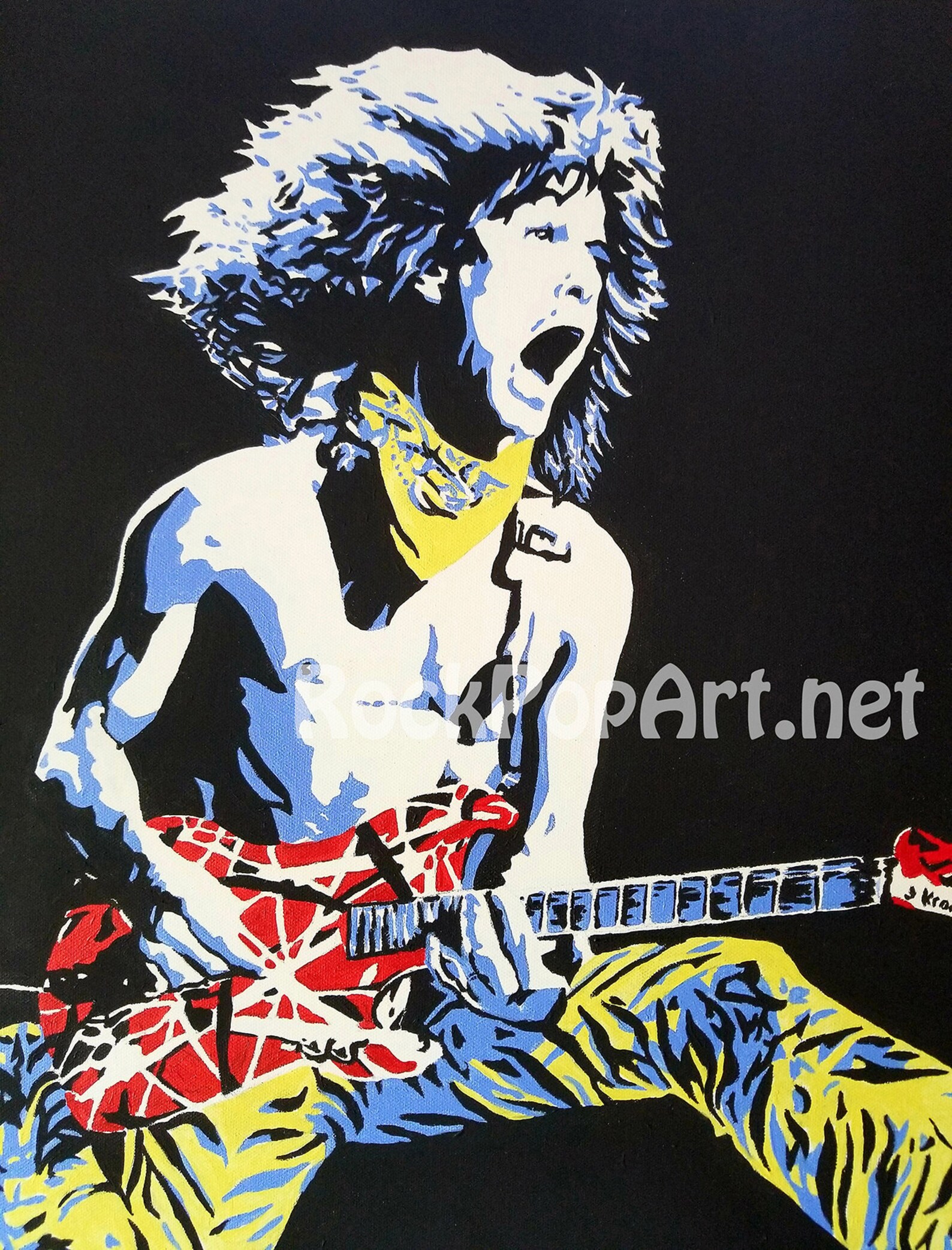 ORIGINAL eddie Van Halen Pop Art Painting 24x30 Portrait Guitar God ...