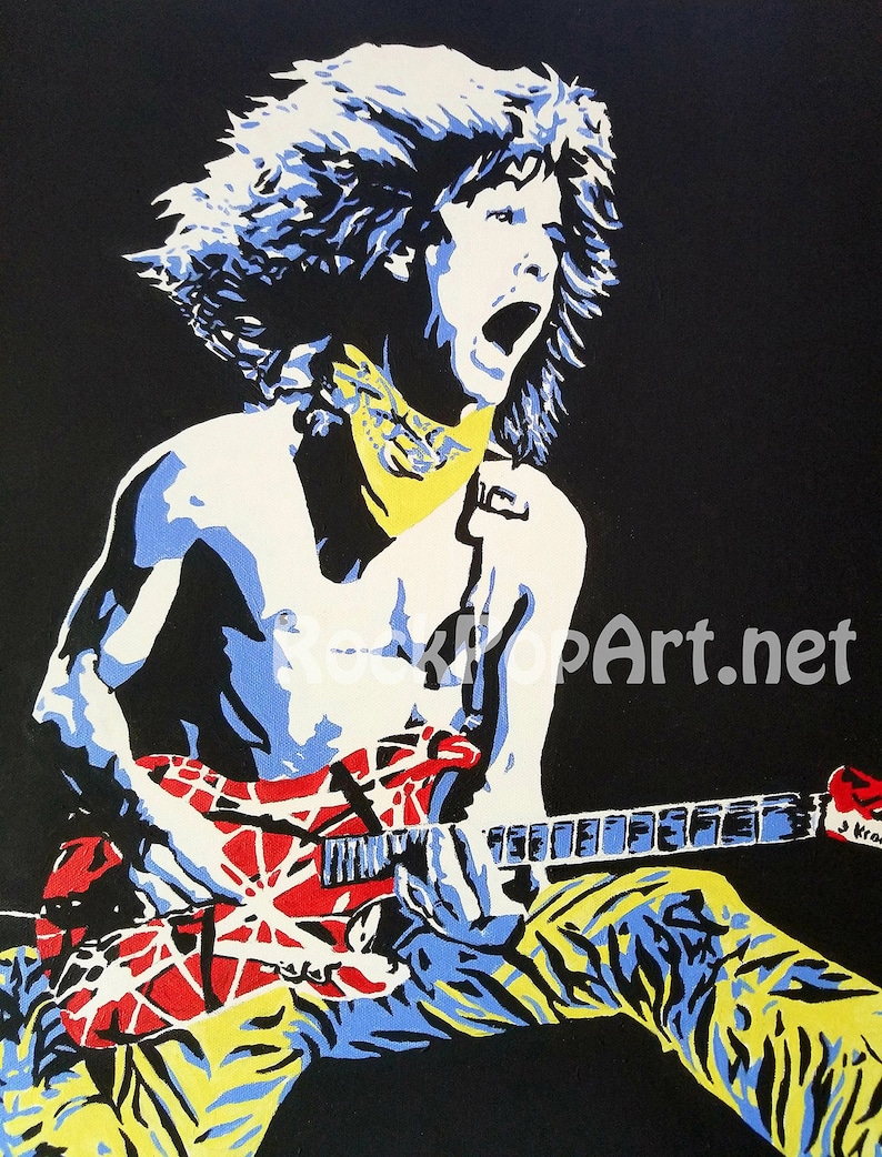 ORIGINAL eddie Van Halen Pop Art Painting 24x30 Portrait Guitar God ...