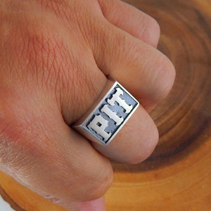 SILVER PIT Pitbull Ring, .925 Sterling Silver, PITBULL Heavy Biker ...
