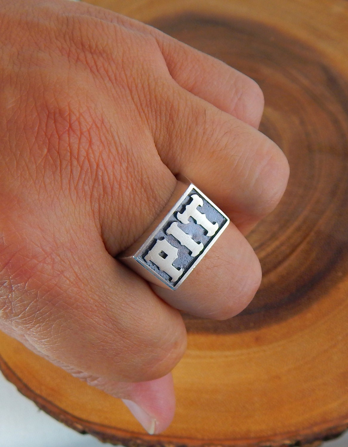 SILVER PIT Pitbull Ring, .925 Sterling Silver, PITBULL Heavy Biker ...