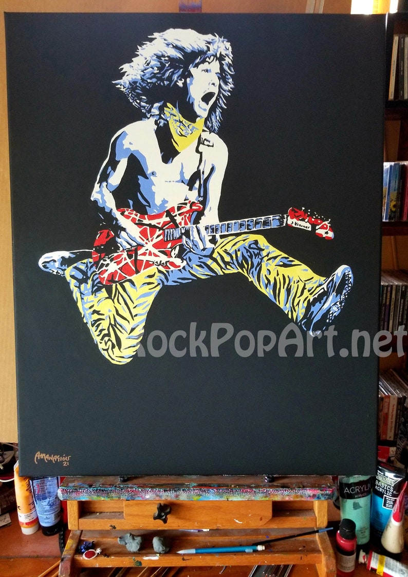 ORIGINAL eddie Van Halen Pop Art Painting 24x30 Portrait Guitar God ...