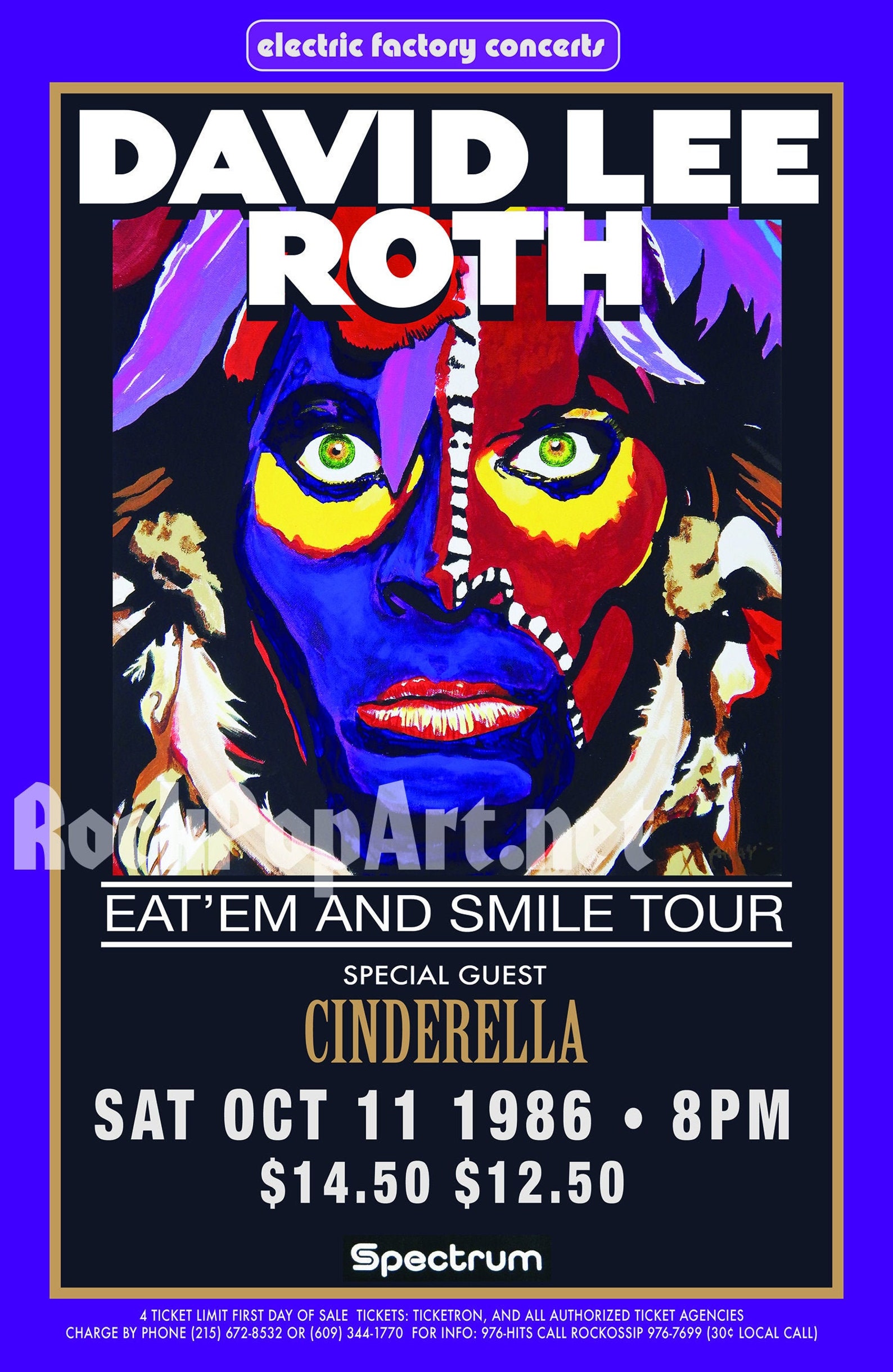 DAVID LEE ROTH 1986 Concert Poster Re-imagines the Original Poster ...