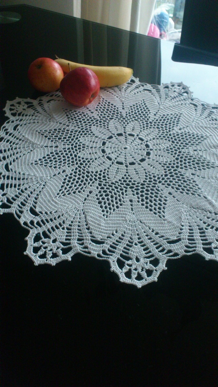 Crochet Doily White Doily Table Topper 100% Cotton White Lace Table ...
