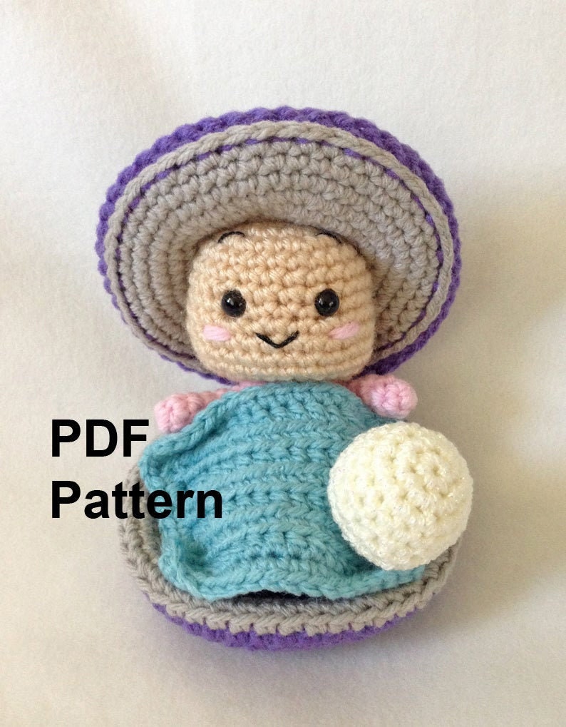 Crochet Pattern Baby Oyster Amigurumi, Crochet Pattern Oyster, Oyster ...