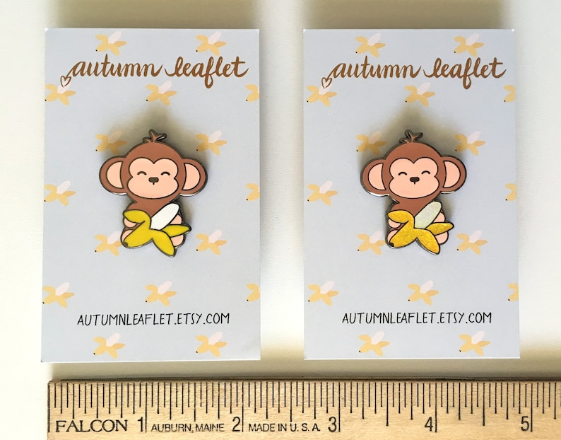 Monkey Enamel Pin, Kawaii Enamel Pin, Cute Enamel Pin, Monkey With ...