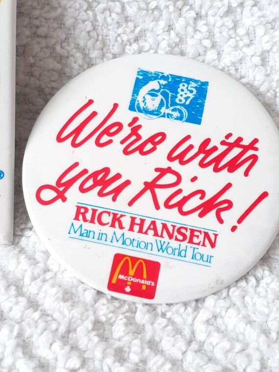 Mcdonalds Rick Hansen 80s 90s Pinback Buttons - Gem