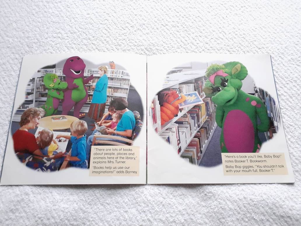 Barney and Baby Bop Go to the Library Vintage Softcover Book - Etsy
