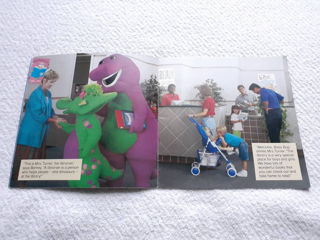 Barney and Baby Bop Go to the Library Vintage Softcover Book - Etsy