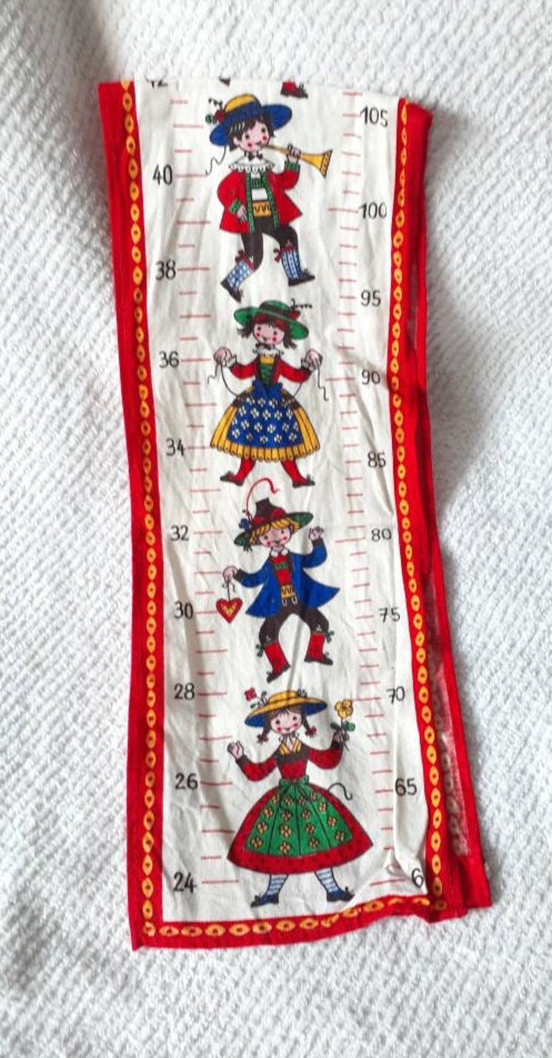 Growth Chart Kolf Fabric Vintage Cotton Folk Art 70's - Etsy
