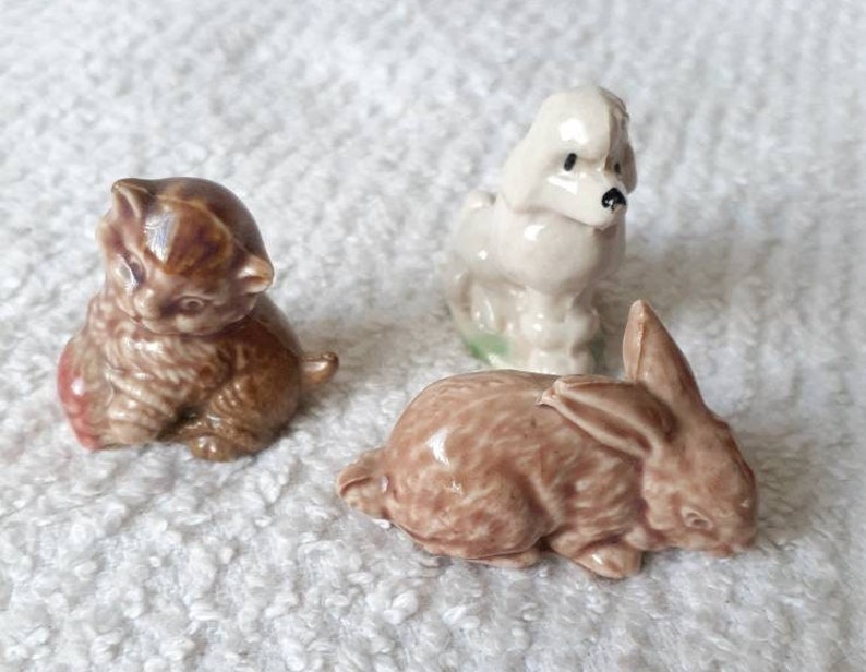 Vintage Figurines Wade Porcelain Bunny White Poodle Kitten - Etsy