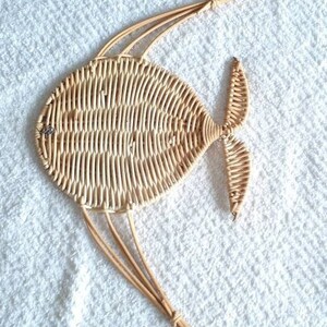 Wicker Rattan Angel Fish Wall Hanging Vintage Bath Decor - Etsy