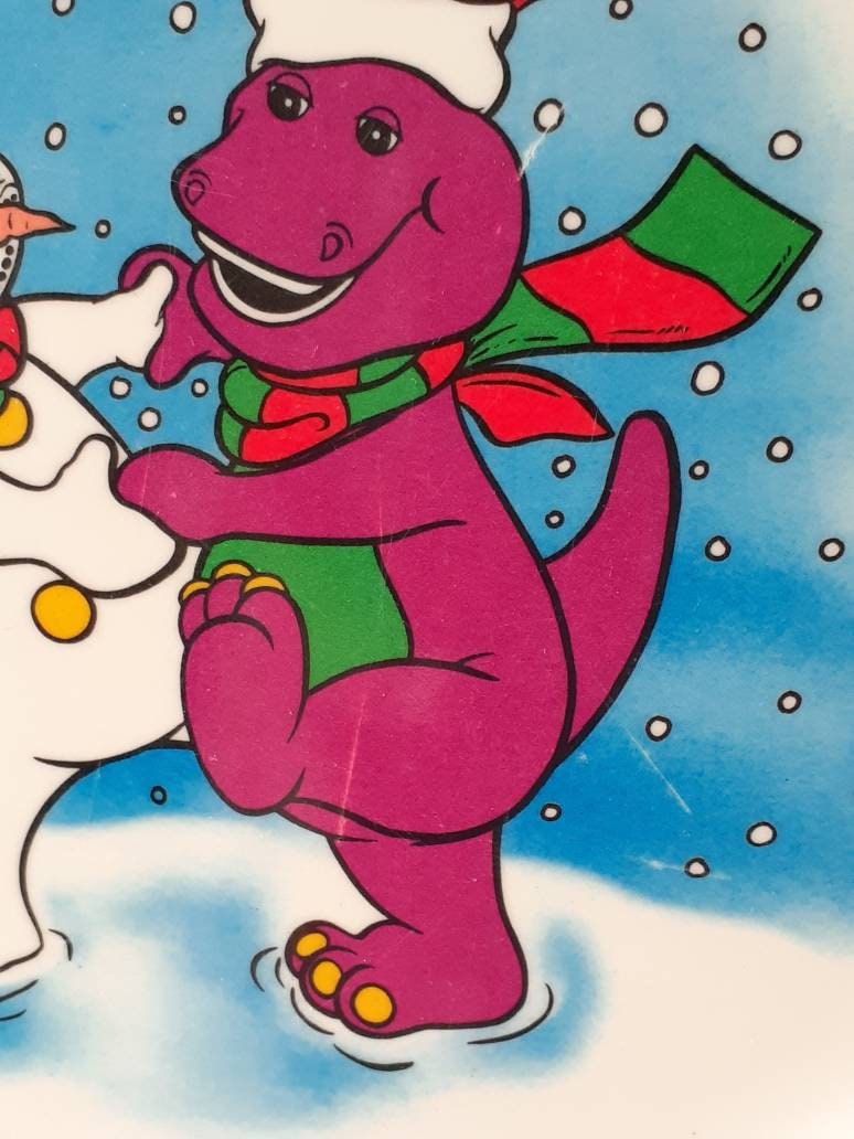 Barney Plastic Plate Barney Loves the Snow | Etsy