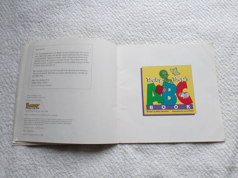 Baby Bop's ABC Book Vintage Barney Character Alphabet - Etsy
