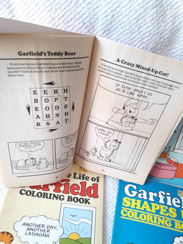 Garfield Activity Coloring Book Lot of Four Vintage Jim Davis | Etsy