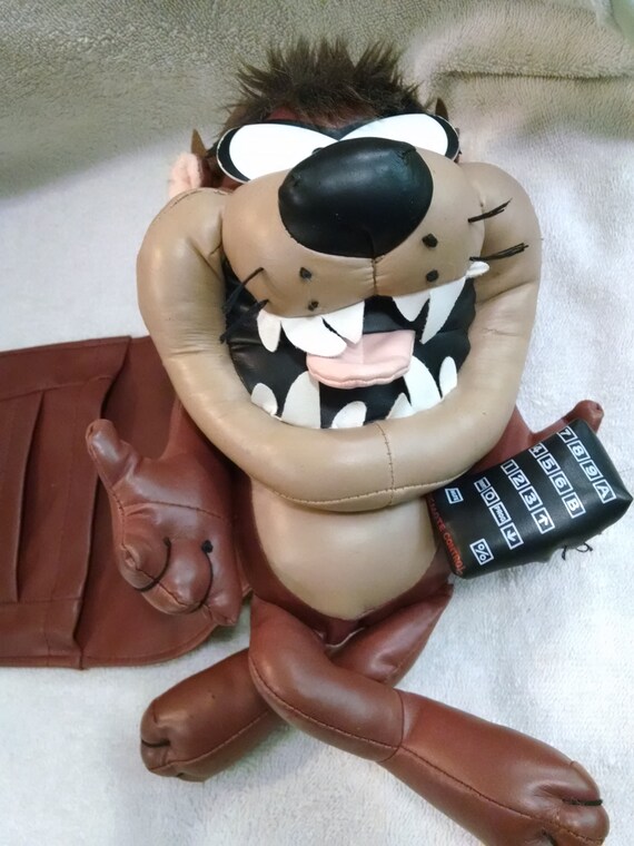 Me Hold Remote Taz Hangs Over Armchair Taz Hungry Leather | Etsy