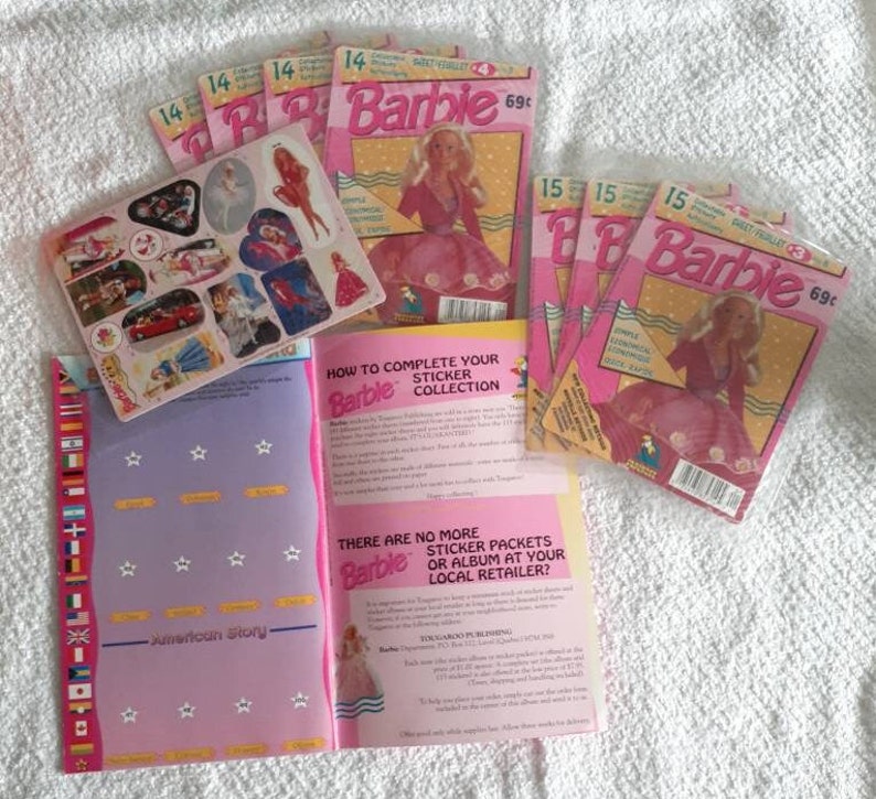 RARE Barbie Sticker Album With 8 Full Packs of Stickers | Etsy