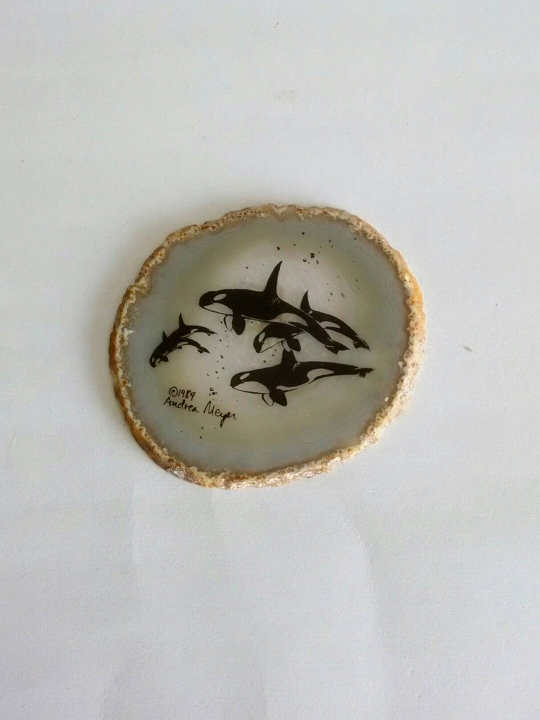 Geo Hand Painted Art Slab West Coast Orcas Whales Gemstone - Etsy