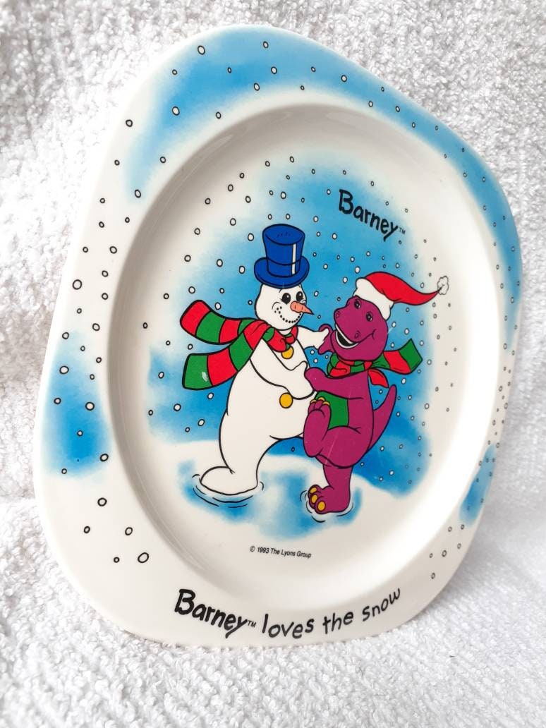 Barney Plastic Plate Barney Loves the Snow | Etsy