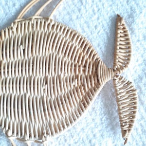 Wicker Rattan Angel Fish Wall Hanging Vintage Bath Decor - Etsy