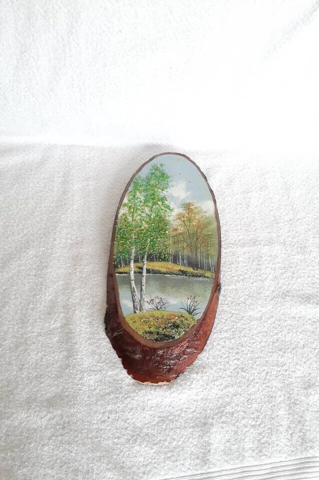 Vintage Gravel Art Real Wood Slab Pebble Chip Wall Hanging - Etsy