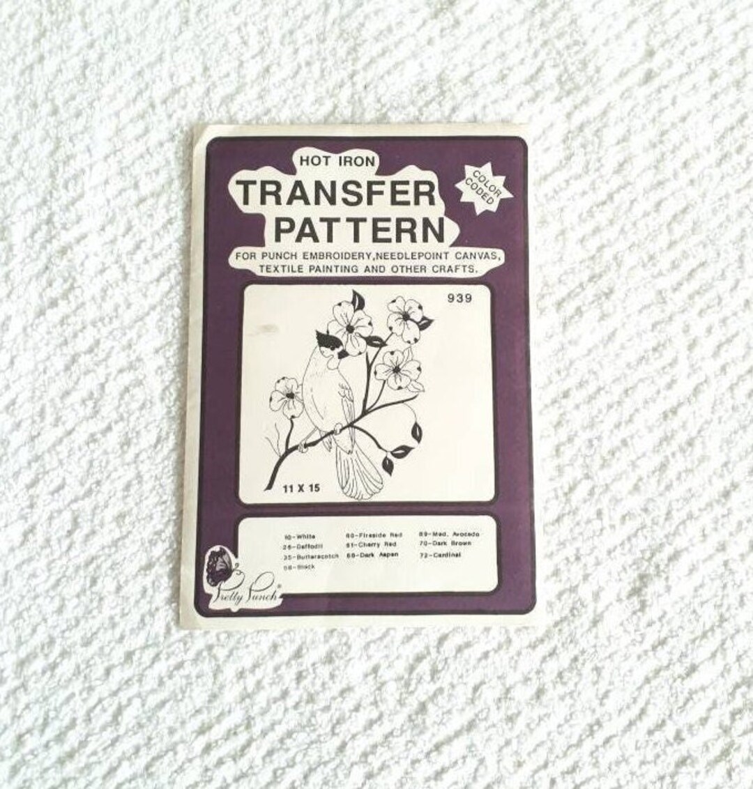 Cardinal Bird Hot Iron Transfer Sheet Pretty Punch Embroidery Canvas ...