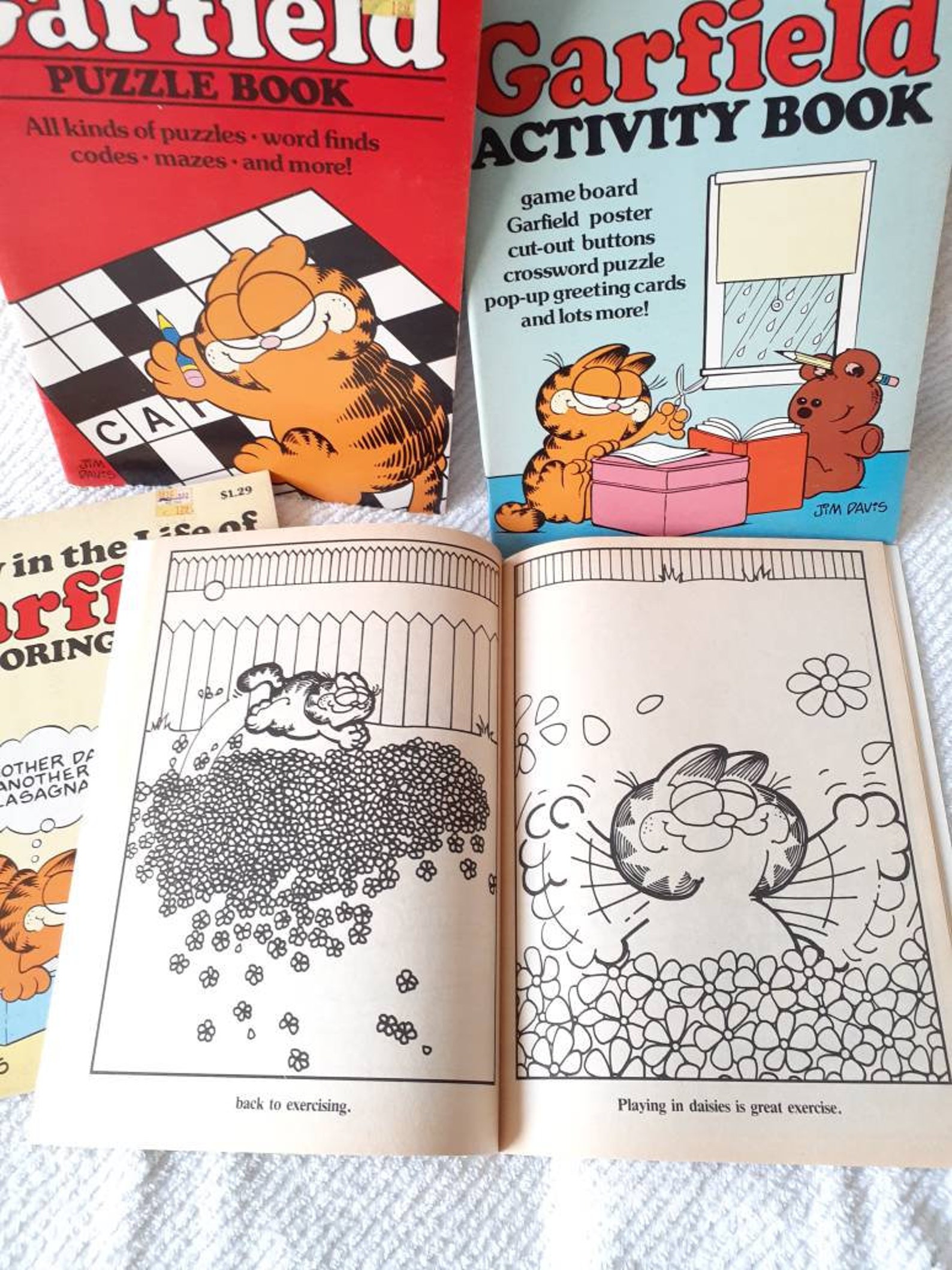 Garfield Activity Coloring Book Lot of Four Vintage Jim Davis | Etsy