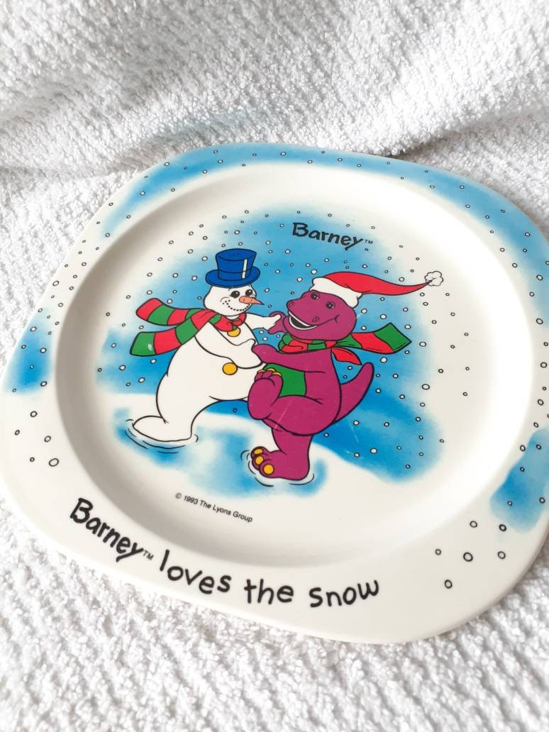Barney Plastic Plate Barney Loves the Snow | Etsy