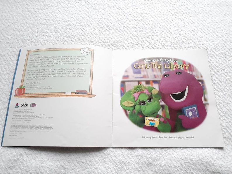 Barney and Baby Bop Go to the Library Vintage Softcover Book - Etsy