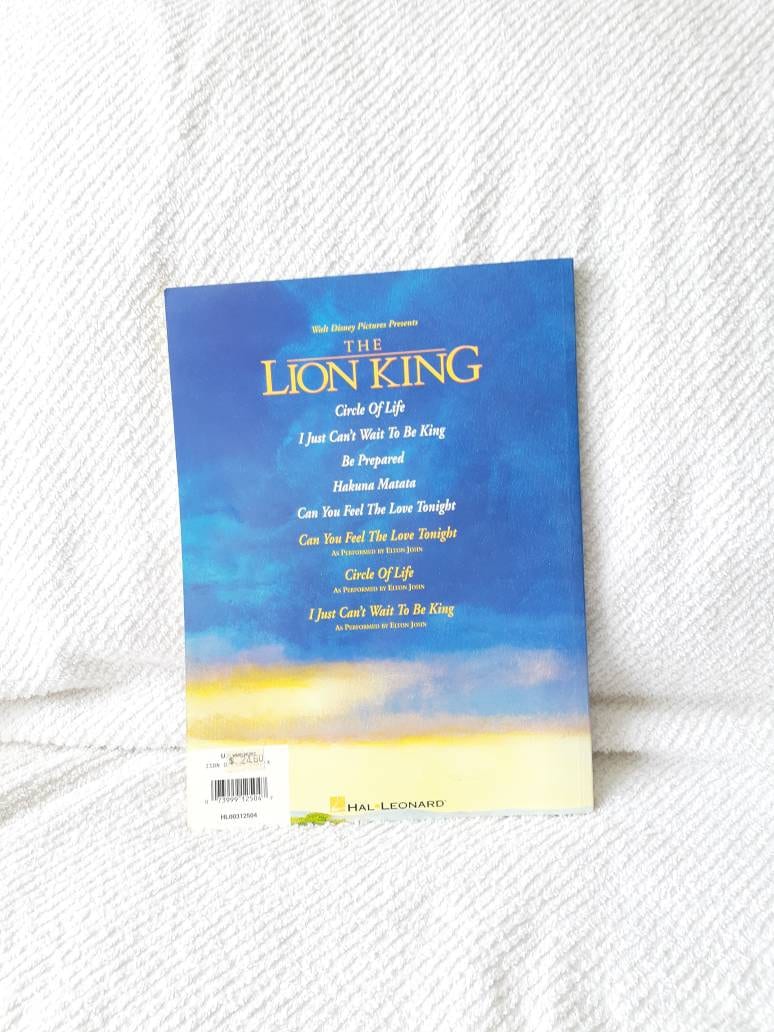 Sheet Music Booklet The Lion King 90s Piano Vocal | Etsy