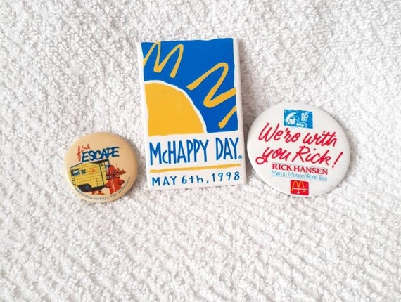 Mcdonalds Rick Hansen 80s 90s Pinback Buttons - Gem