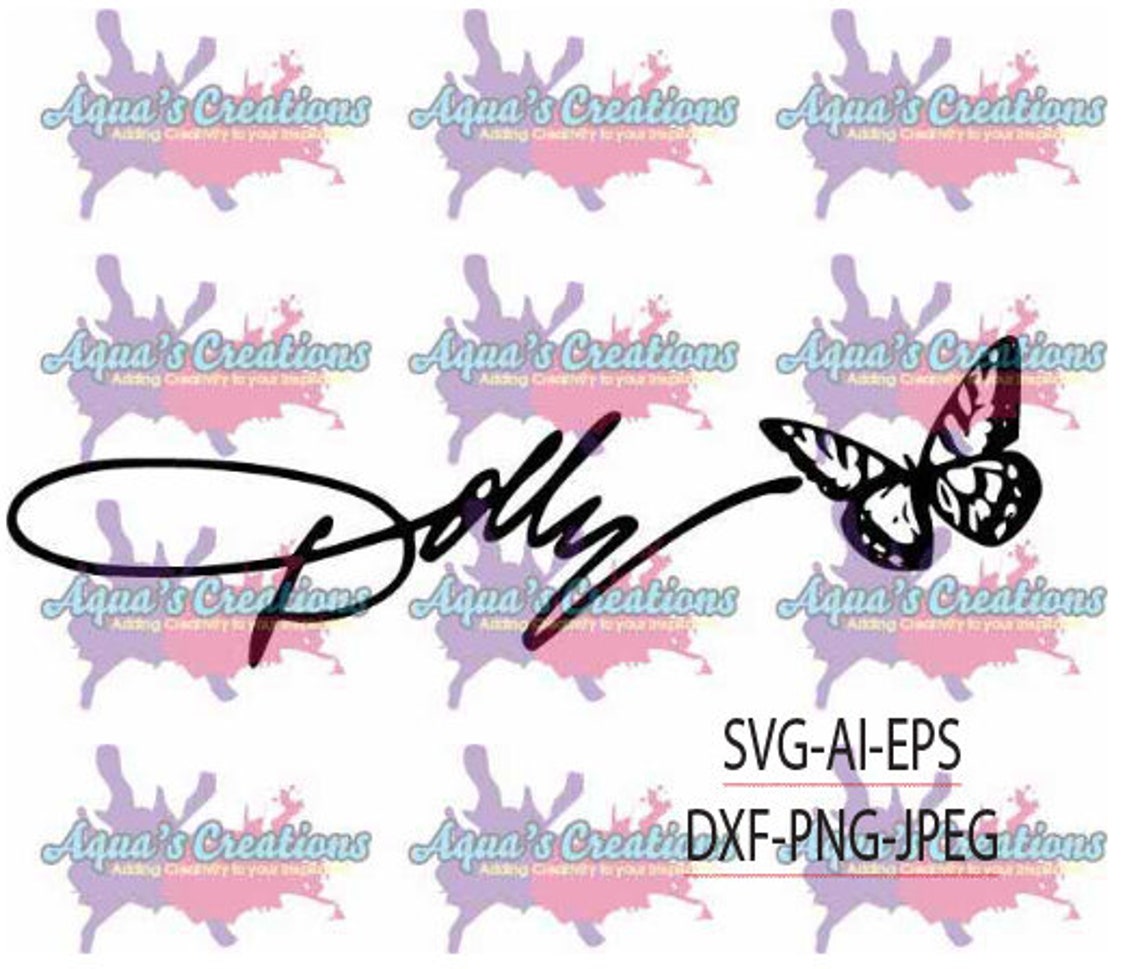 Dolly Parton Signature with butterfly Zip File | Etsy